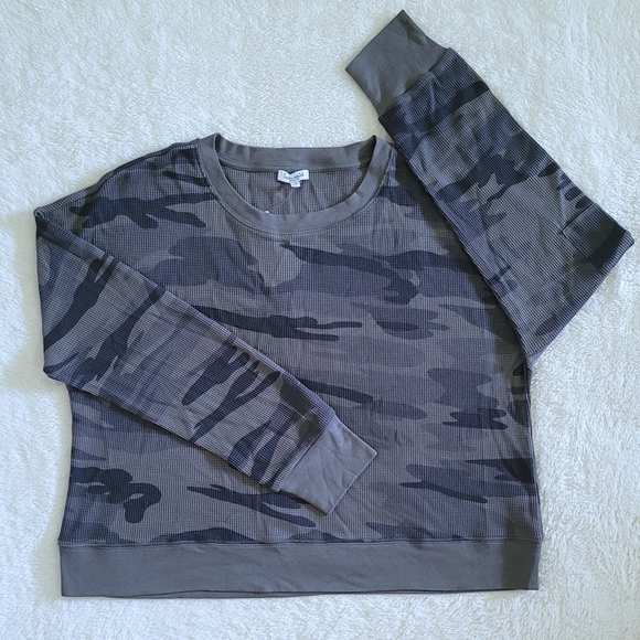 Splendid | Tops | Splendid Cropped Waffle Knit Camouflage Sweater Nwt | Poshmark